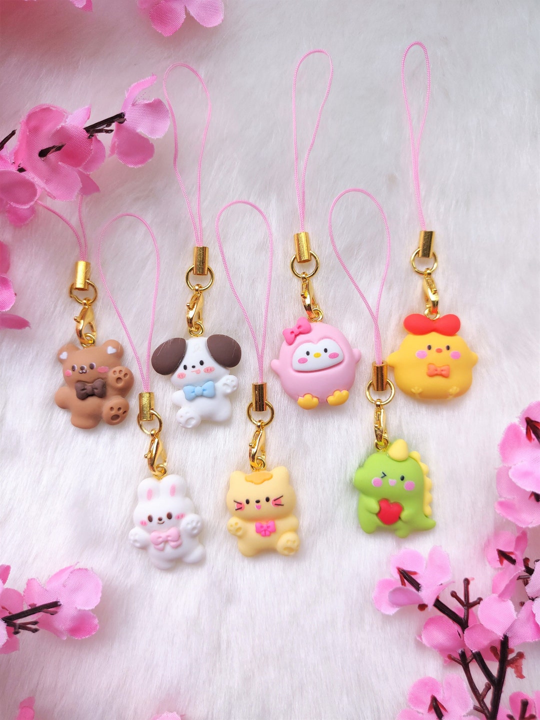 Kawaii 3D Phone Charm Cute Pastel Animal Charms Keychain - Etsy