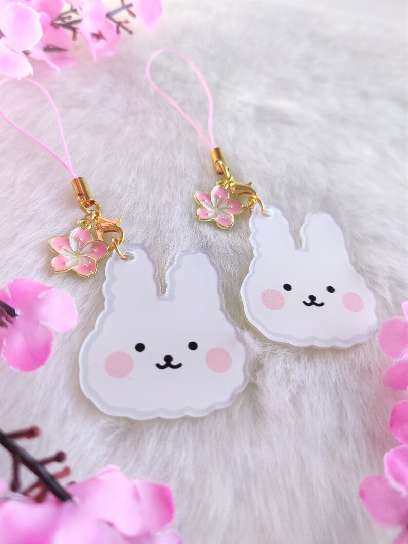 Kawaii Acrylic Bunny Charm Kawaii Pastel Usagi Keychain - Etsy
