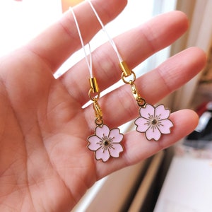 Kawaii Sakura Phone Charm Pastel Pink Cherry Blossom Keychain Kawaii ...