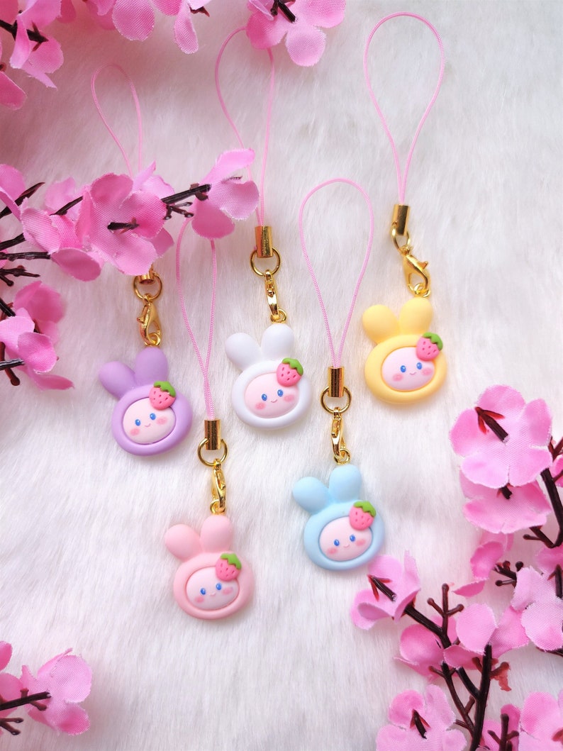 Kawaii Small 3D Bunny Charms Cute Usagi Keychain Keyring - Etsy