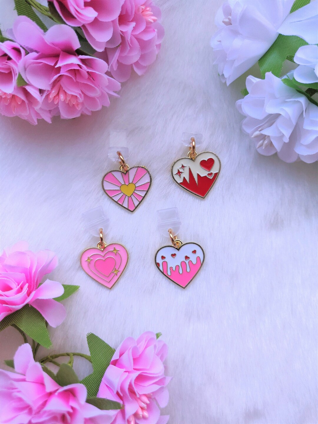 Kawaii Retro Heart Dust Plugs Kawaii Y2K Style Charm Y2k Cute Pastel ...