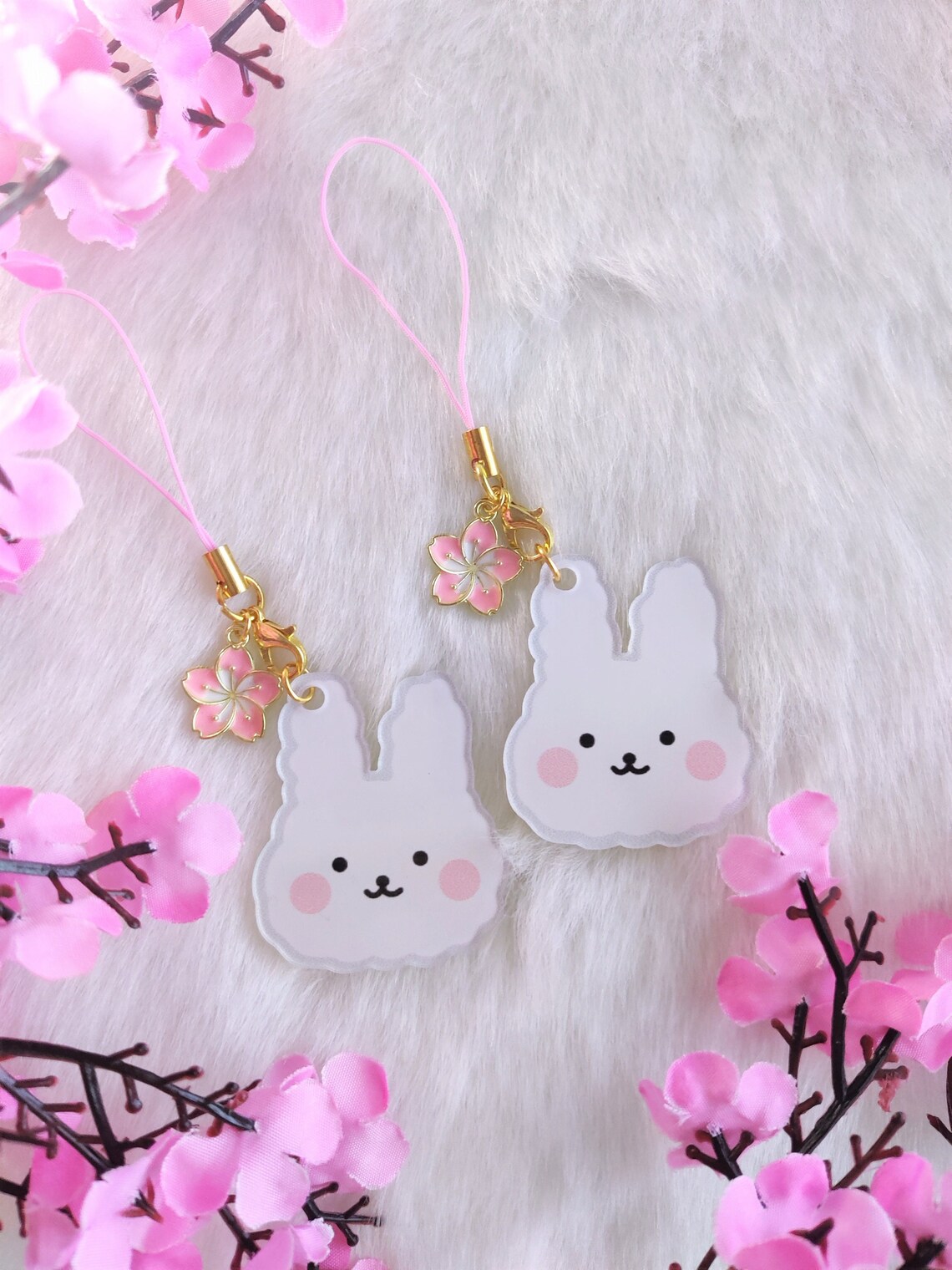 Kawaii Acrylic Bunny Charm Kawaii Pastel Usagi Keychain - Etsy