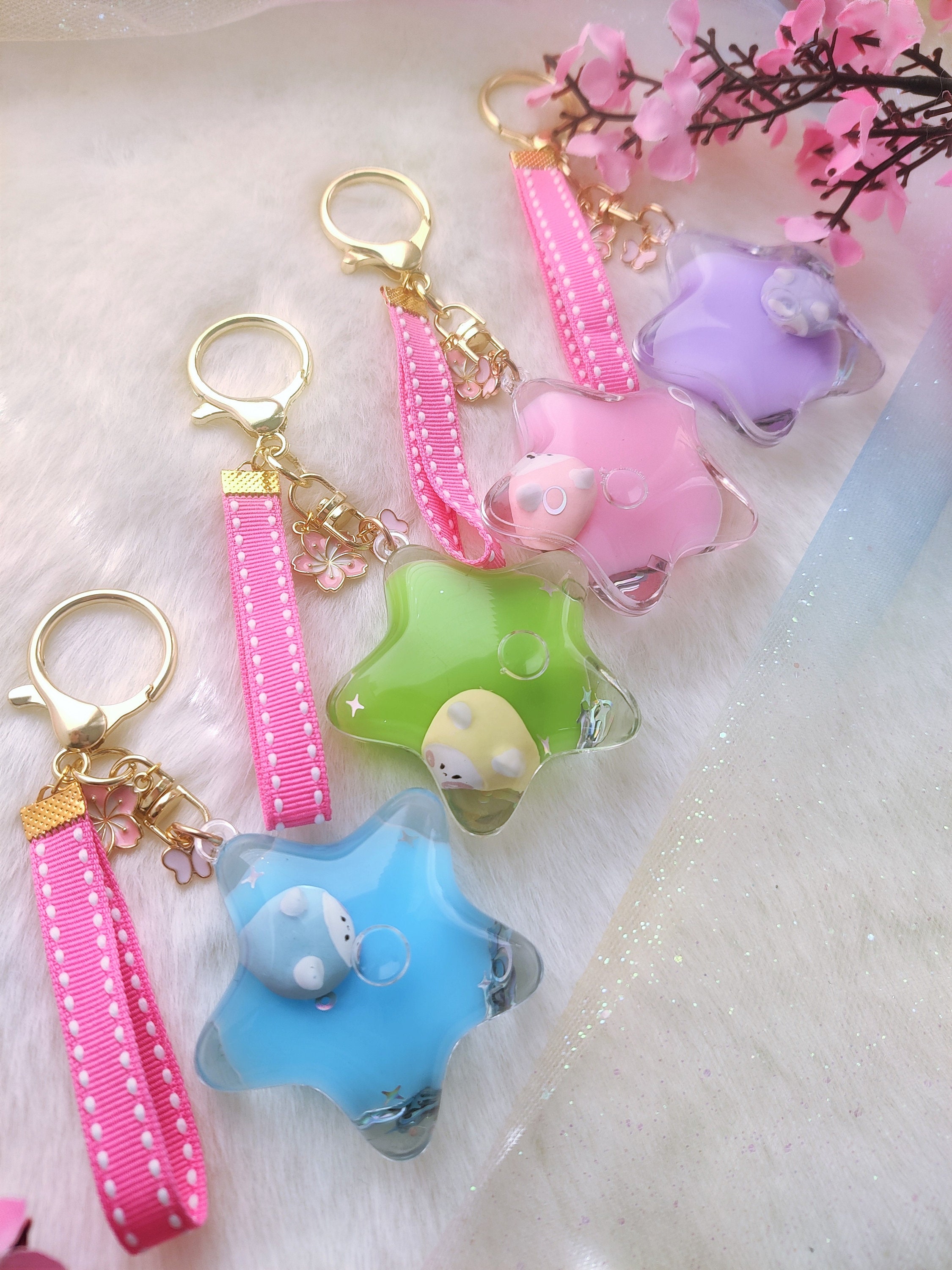 Kawaii Star Shaker Keychain Cute Pastel Shaker Charm Star - Etsy