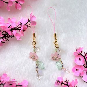Dangling Sakura Phone Charm Kawaii Pastel Sakura Keychain Pastel Charm ...