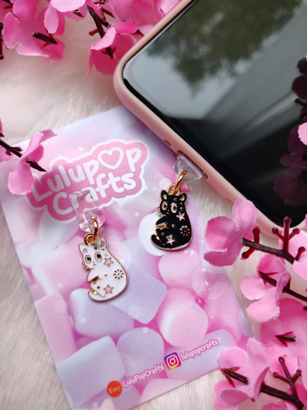 Kawaii Cosmic Cat Phone Dust Plug: Neko Charm - Etsy