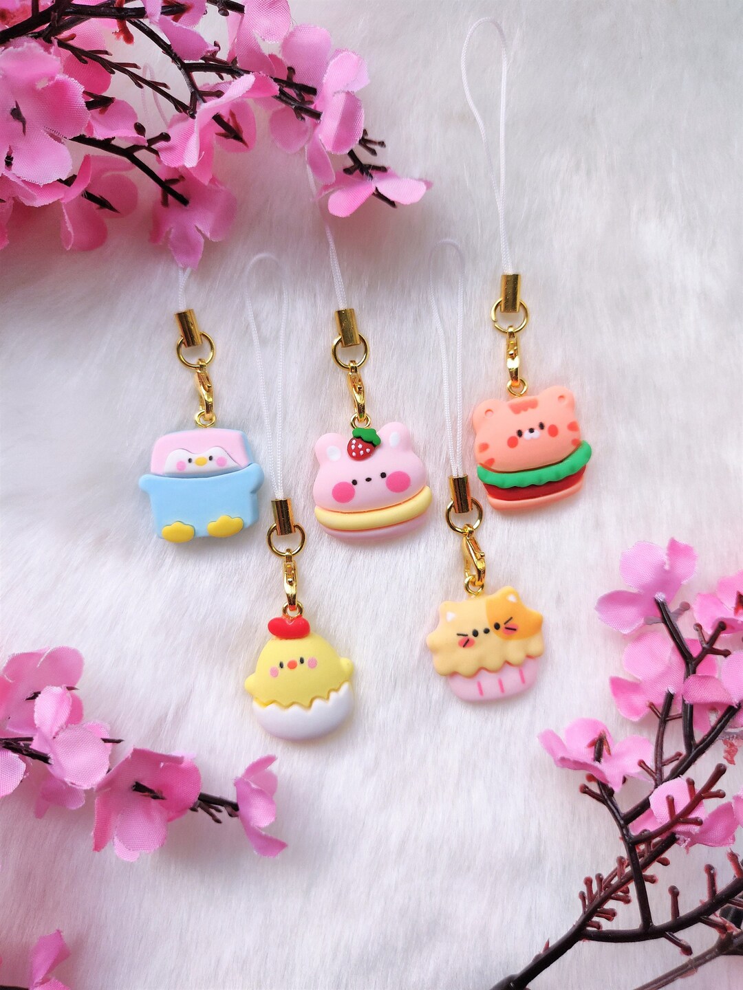 Kawaii Pastel Phone Charm Cute Keychain Animal Keychain Anime Keychain ...