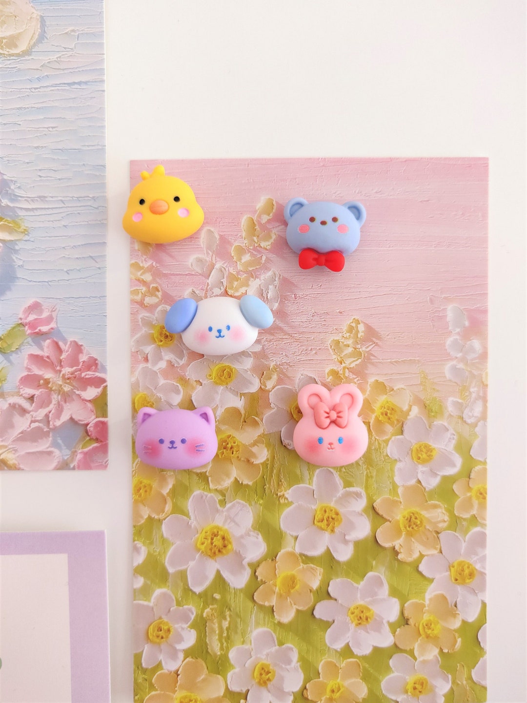 Cute Animal Face Magnet Set 5 PCS Cute Pastel Magnets Set Cute Fridge ...