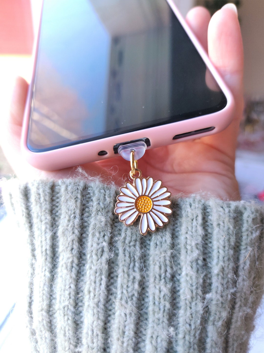 Daisy Dust Plug Cute Flower Charm Phone Dust Plug Flower - Etsy