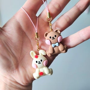 Kawaii Bunny and Bear Charm Phone Charm Kuma Usagi Planner Charm Keychain Keyring Gift - Etsy