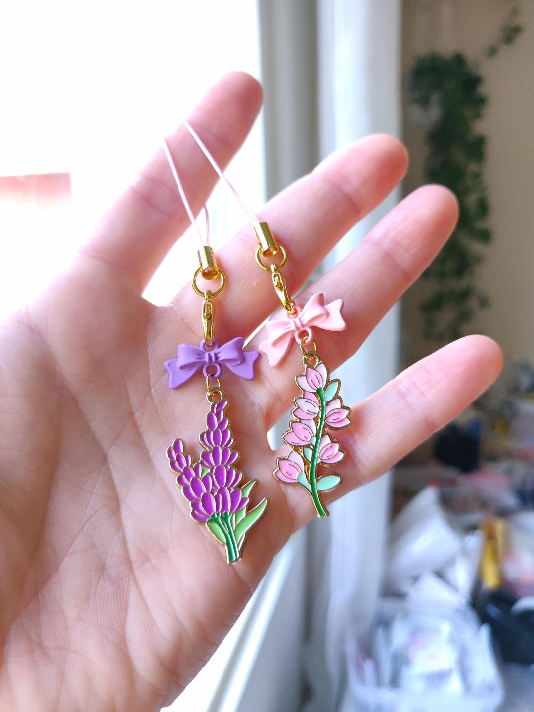 Kawaii Flower Phone Charms Cute Pastel Flower Charms Keychain Keyring ...
