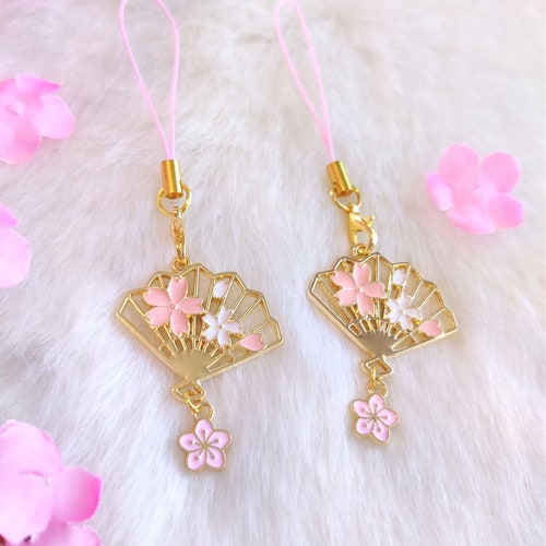 Sakura Fan Phone Charm Cute Accessory Special Keychain - Etsy