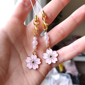 Kawaii Sakura Phone Charm: Pastel Pink Cherry Blossom Keychain - Etsy