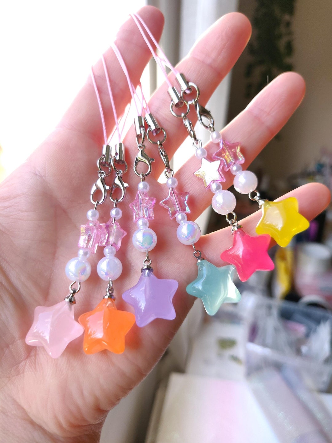 Kawaii Puffy Jelly Pastel Star Charm Dust Plug Charm Kawaii Candy Star ...