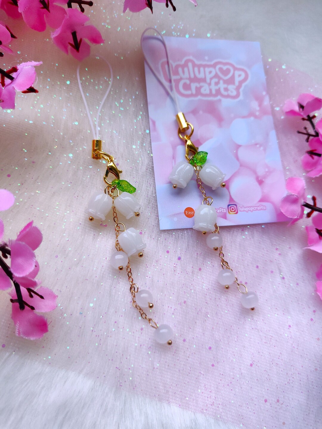 Dangling Lily of the Valley Phonecharm - Cute Kawaii Flower Keychain ...