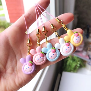 Kawaii Small 3D Bunny Charms, Cute Usagi Keychain, Keyring, Gift, Phone ...