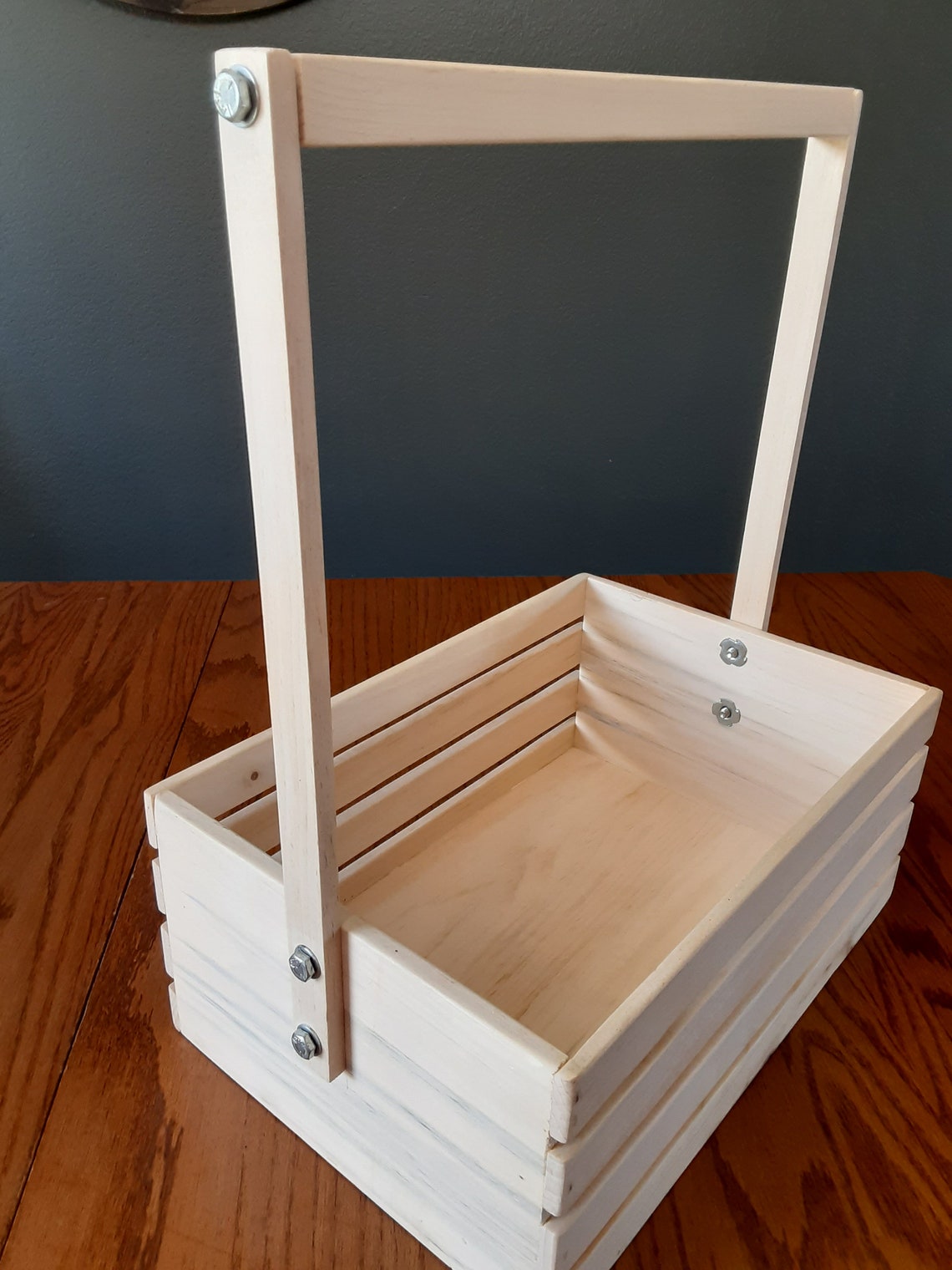 Wooden Basket With Handle - Etsy