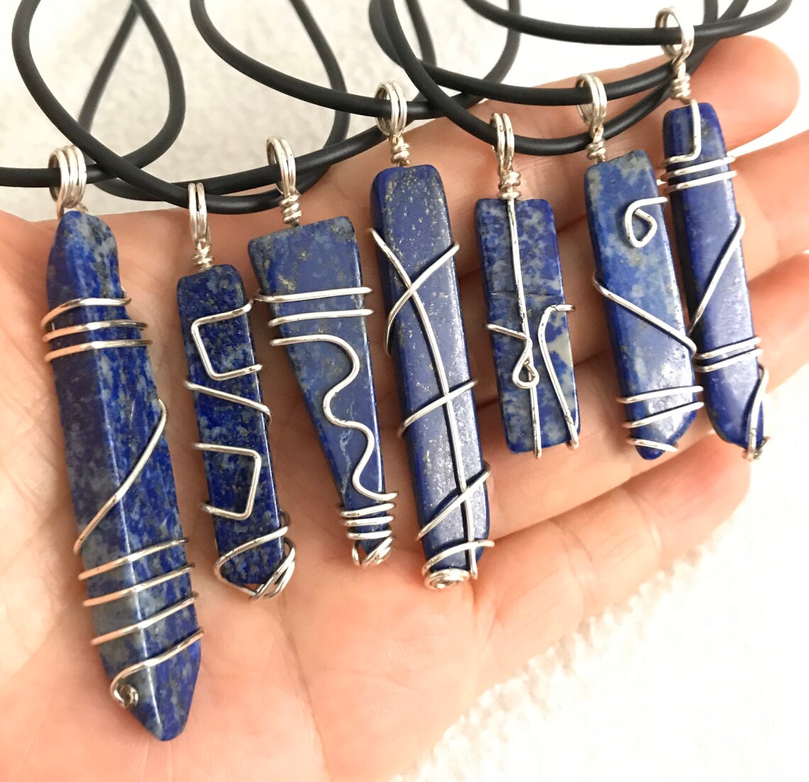Blue Crystal Lapis Lazuli Crystal Stone Pendants Necklaces | Etsy