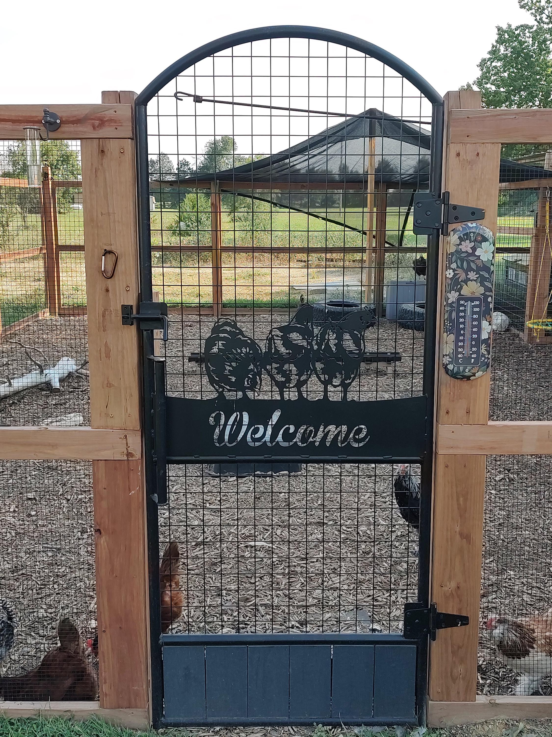 Chicken Gate Welcome Sign, Plasma Cut Steel, Chicken Coop Run Metal ...