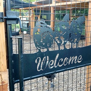 Chicken Gate Welcome Sign, Plasma Cut Steel, Chicken Coop Run Metal ...