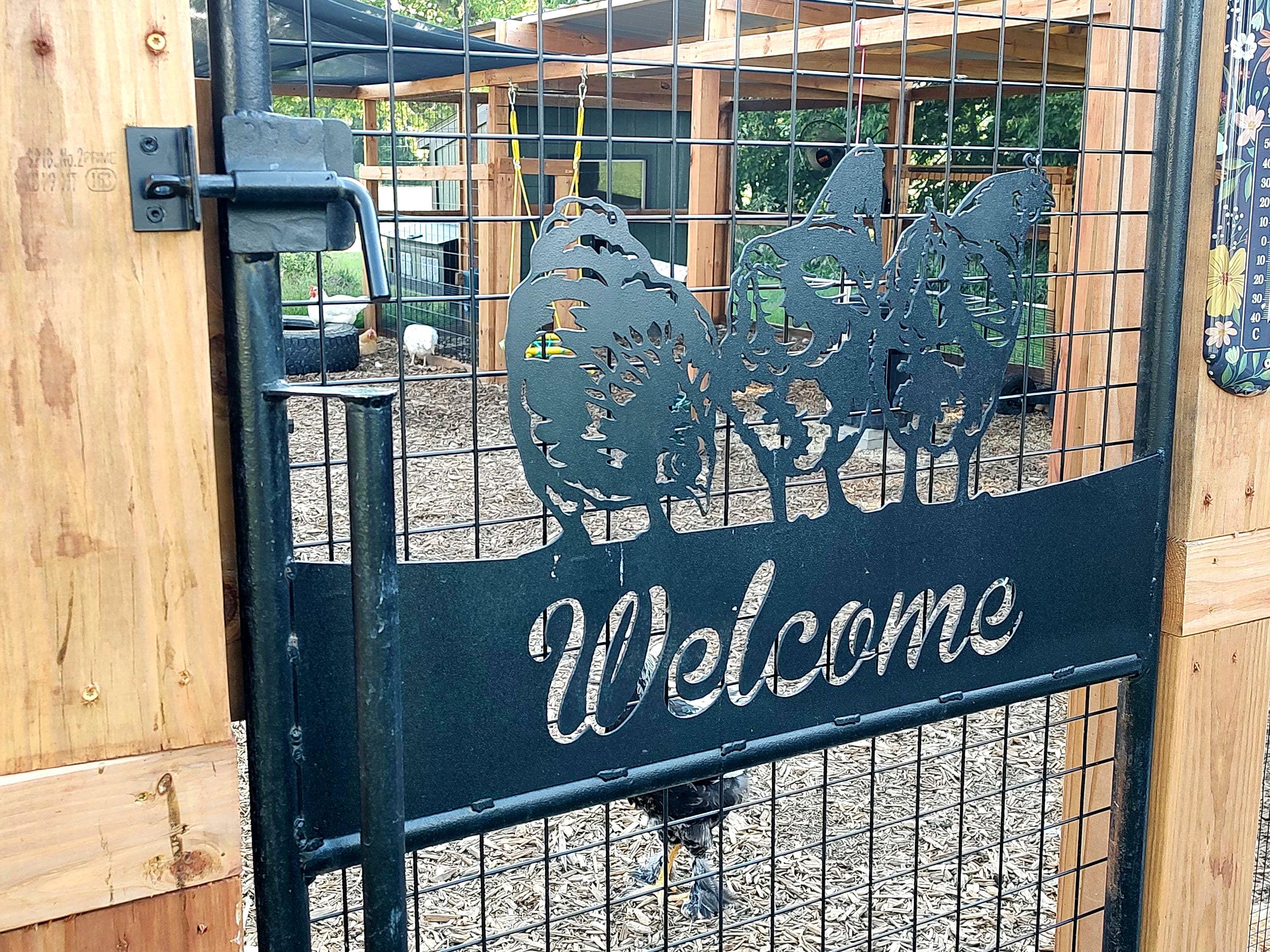Chicken Gate Welcome Sign, Plasma Cut Steel, Chicken Coop Run Metal ...
