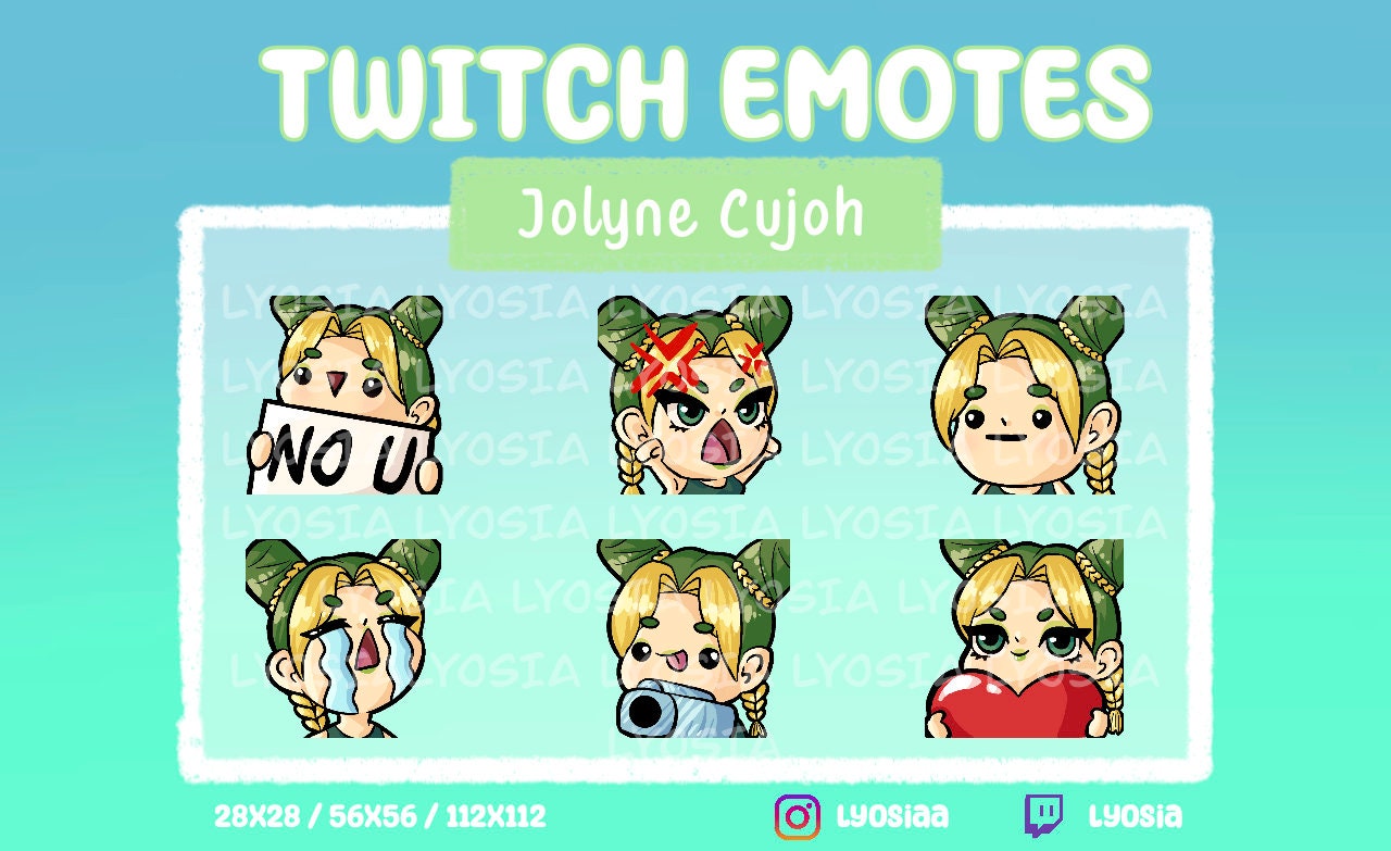Jolyne Cujoh Twitch Discord Emote Pack | Stone Ocean | Anime | Jolyne ...
