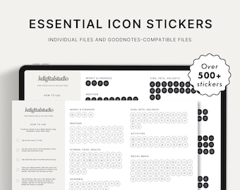 Essential Icons Digital Stickers Goodnotes Stickers Cute Hand Draw ...