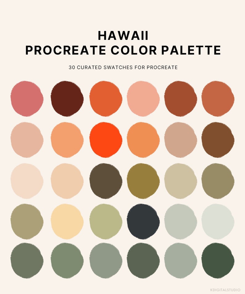 Hawaii Procreate Color Palette Swatches Ipad Lettering Etsy Uk