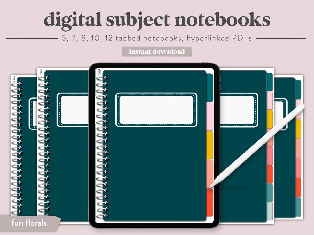 Digital Subject Notebook Set 5 TOTAL NOTEBOOKS 5, 7, 8, 10, 12 Subject ...