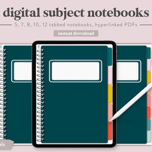 Digital Subject Notebook Set 5 TOTAL NOTEBOOKS 5, 7, 8, 10, 12 Subject ...