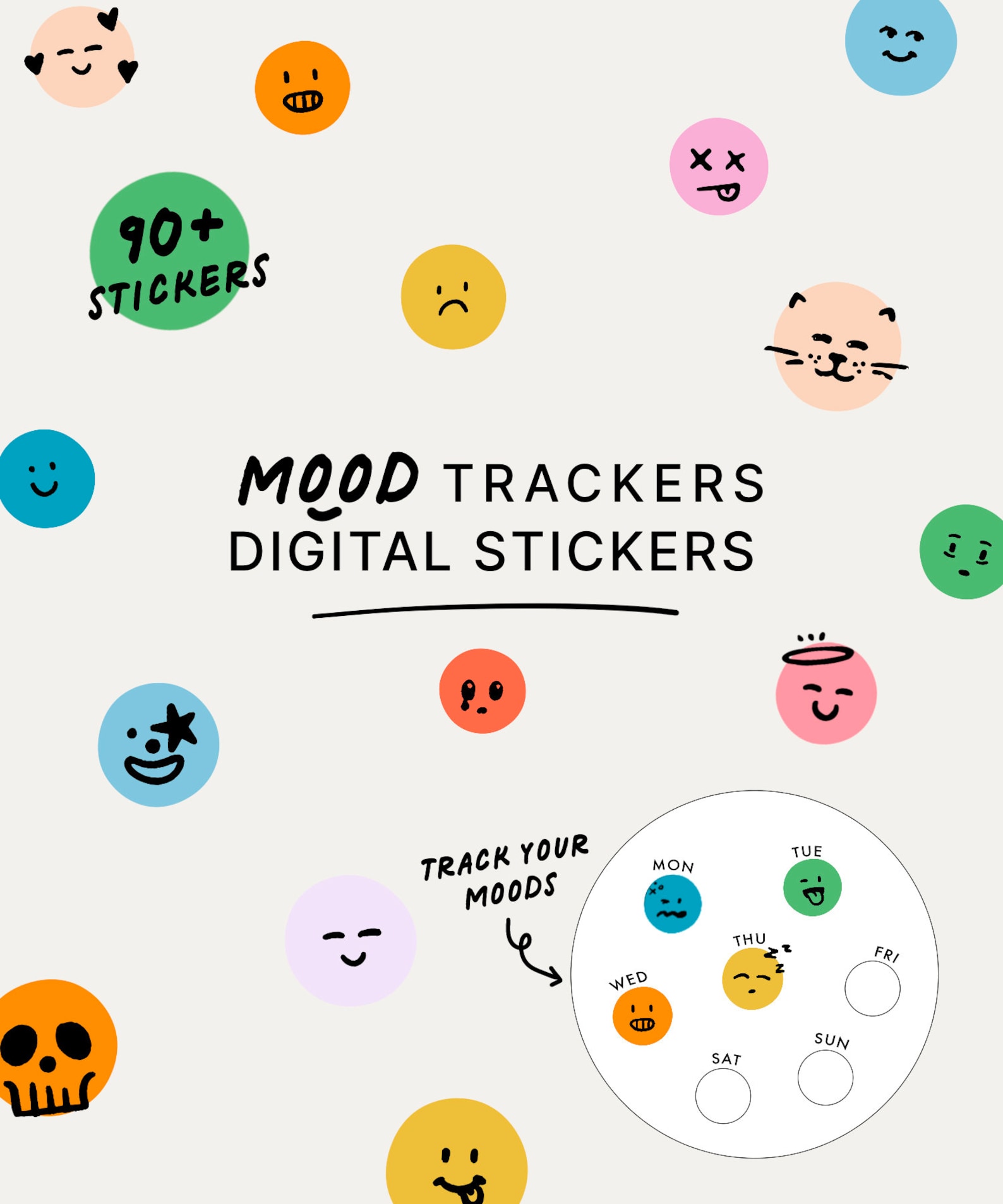 Colorful Mood Tracker Digital Stickers (digital Download) - Etsy