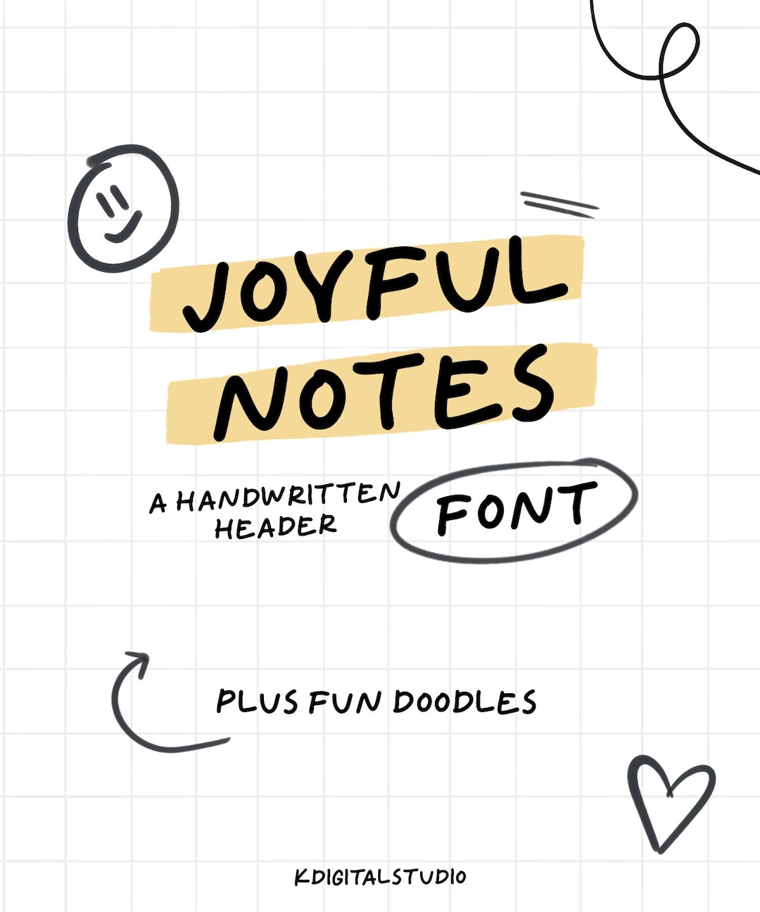 Joyful Notes Font: Handwriting Sans Serif for Digital Planning (OTF ...