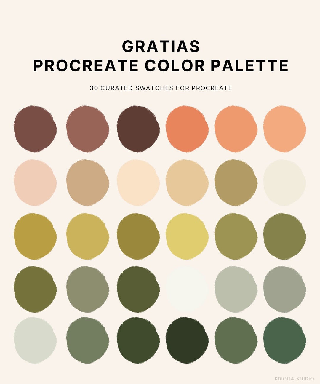 Procreate Color Palette Warm, Vintage Colors for Floral & Botanical ...