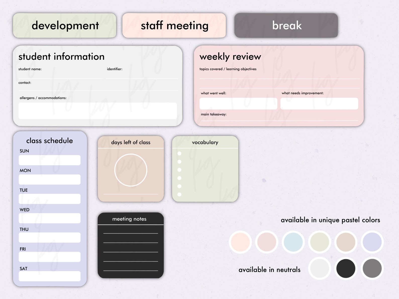 Pastel Teacher Widgets Digital Stickers Individual Pngs - Etsy