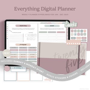 2025 Weekly Everything Digital Planner in Soft Neutrals Color, Stickers ...