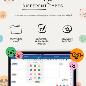 Colorful Mood Trackers Digital Stickers | Digital Planner Stickers ...
