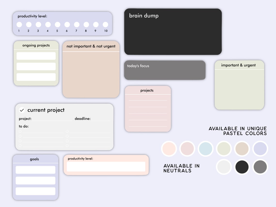 Pastel Goals & Projects Widgets Digital Stickers Individual - Etsy