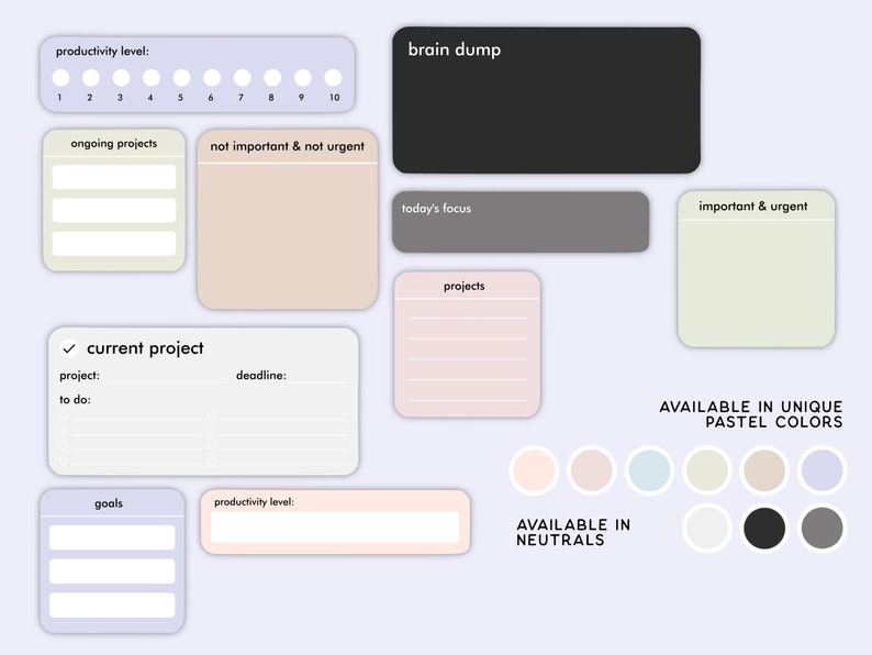 Pastel Goals & Projects Widgets Digital Stickers Individual - Etsy