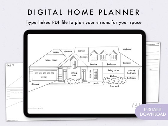 Digital Home Planner Vision Board 3D Room Floor Plan Views - Etsy