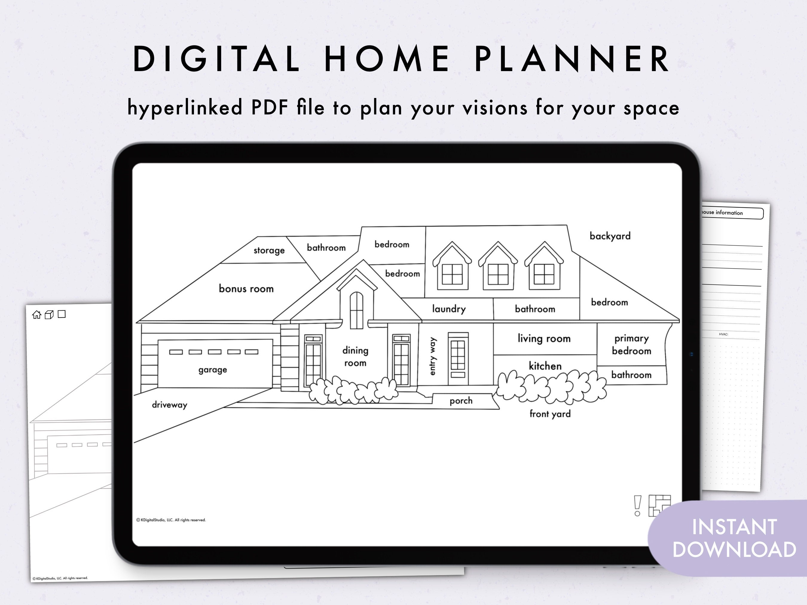Digital Home Planner Vision Board 3D Room Floor Plan Views - Etsy