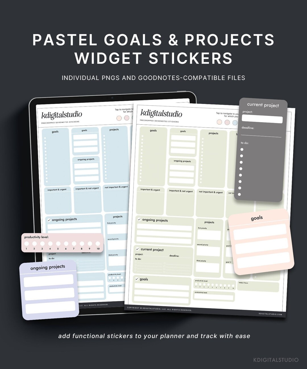 Pastel Goals & Projects Widgets, Digital Stickers, Individual Pngs ...