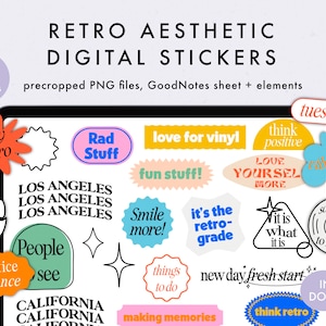 Retro Aesthetic Digital Stickers Vol 1, Individual Pngs, Precropped ...