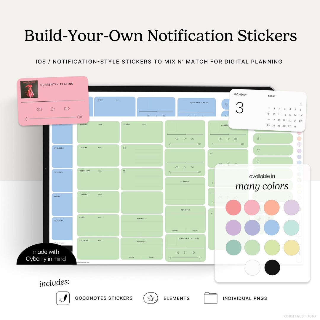 Build-your-own Notification Digital Stickers, Goodnotes, Elements ...