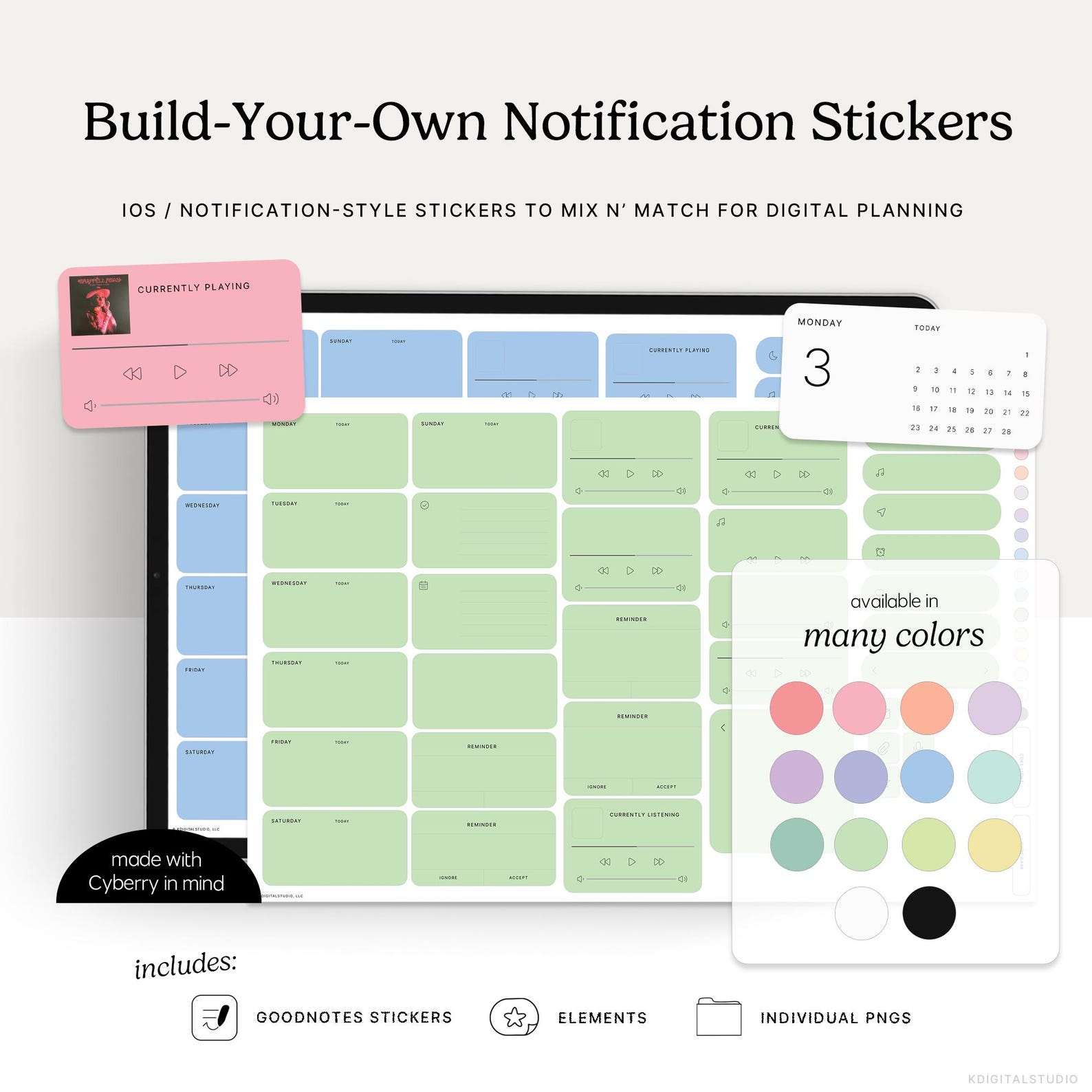 Build-your-own Notification Digital Stickers, Goodnotes, Elements ...