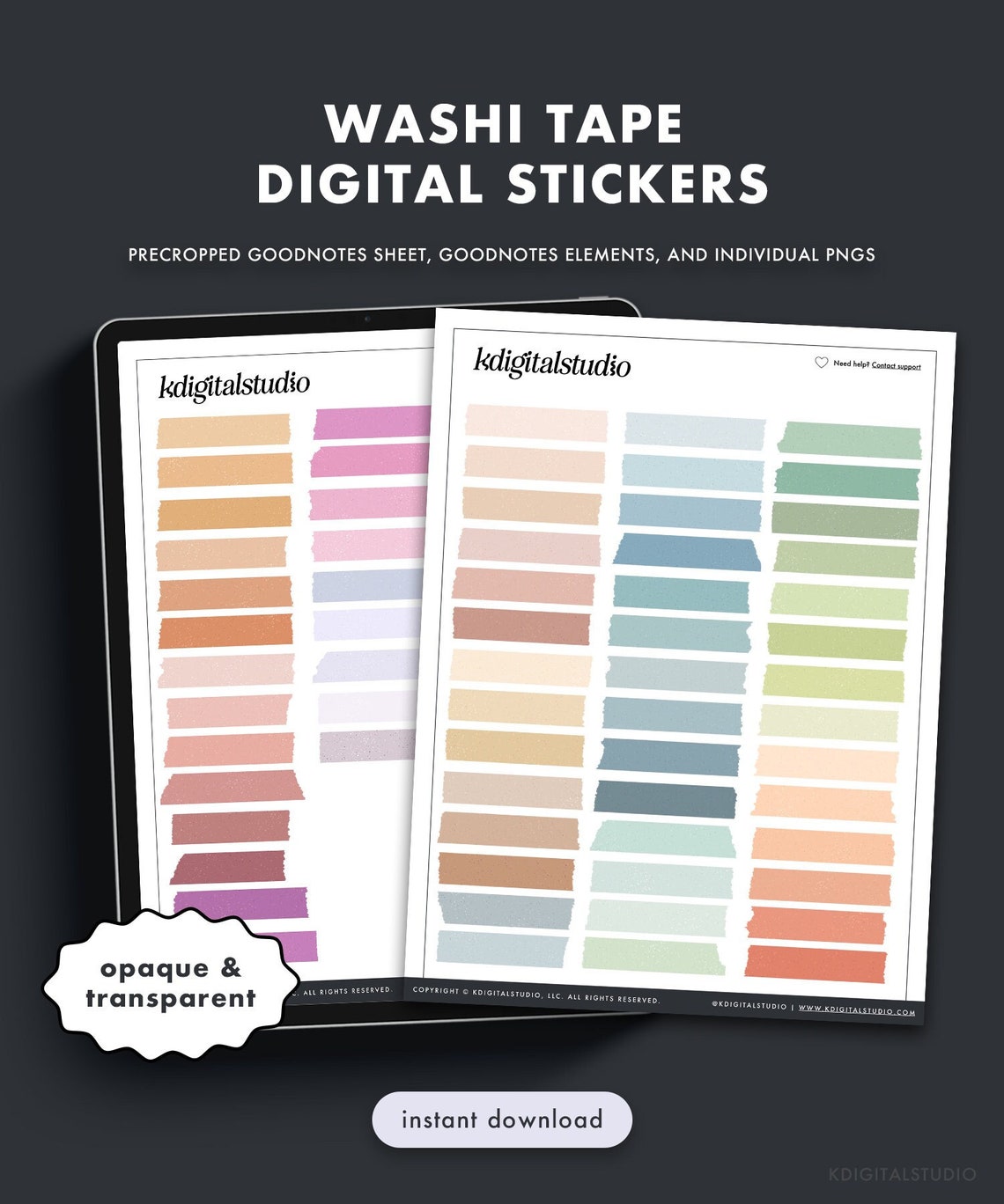 Washi Tape Digital Stickers Digital Journaling Planning - Etsy