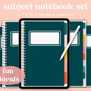 Digital Subject Notebook Set 5 TOTAL NOTEBOOKS 5 7 8 | Etsy