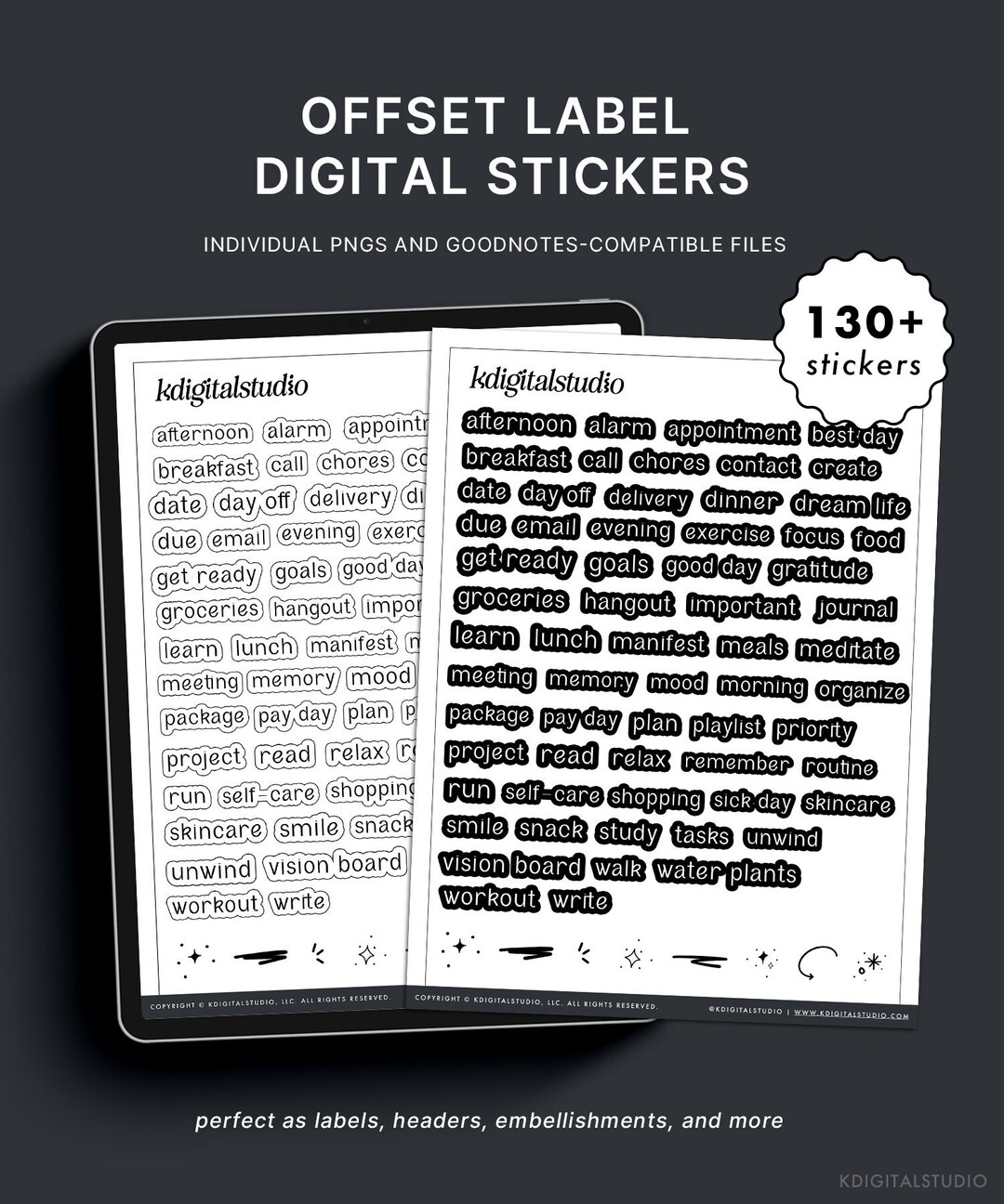 Offset Labels Digital Stickers Functional Digital Planning Stickers ...