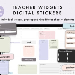 Pastel Teacher Widgets Digital Stickers Individual Pngs - Etsy
