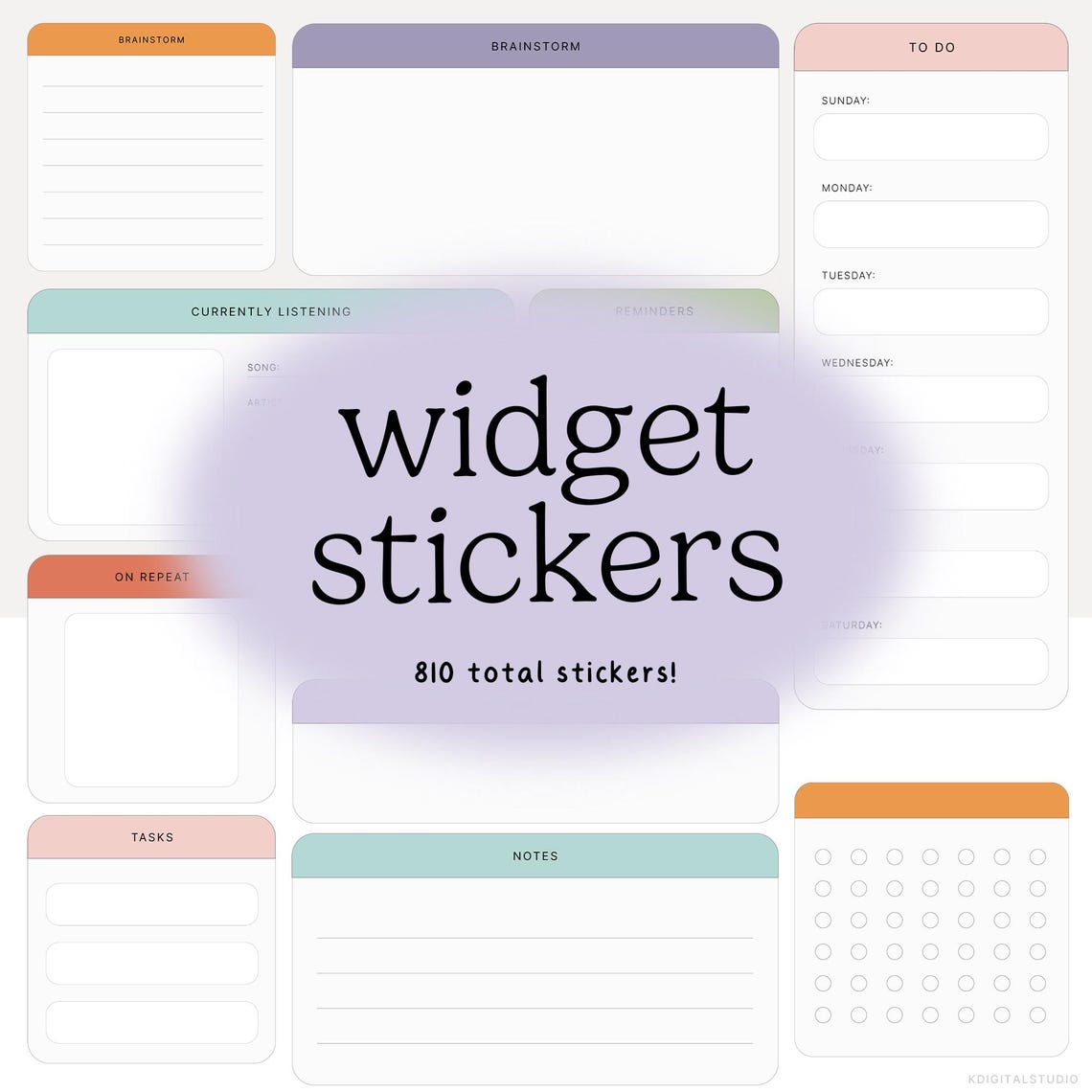 Bright Rainbow Planning Widgets, Goodnotes Elements, Noteful ...