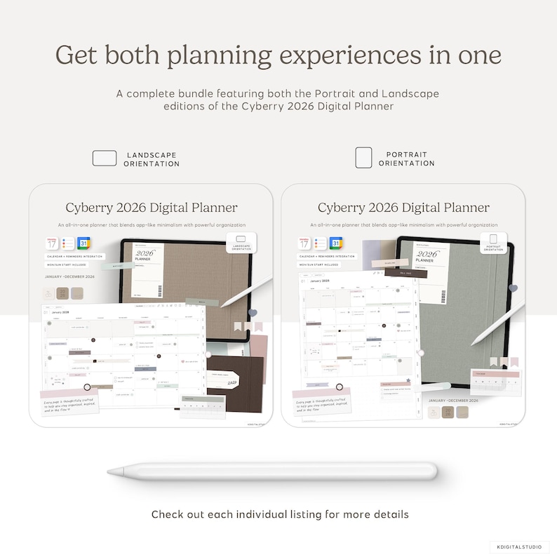 Cyberry 2026 Digital Planners BUNDLE | Portrait & Landscape (digital ...