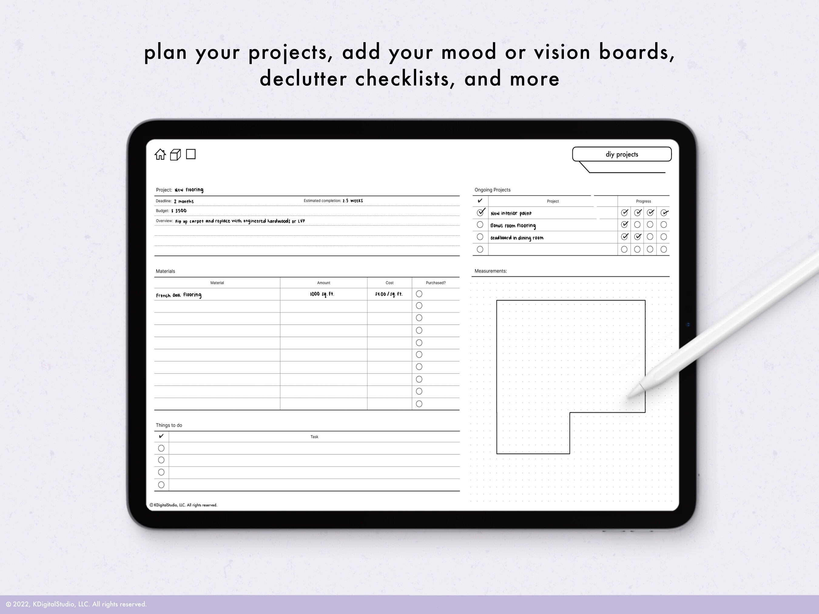 Digital Home Planner Vision Board 3D Room Floor Plan Views - Etsy